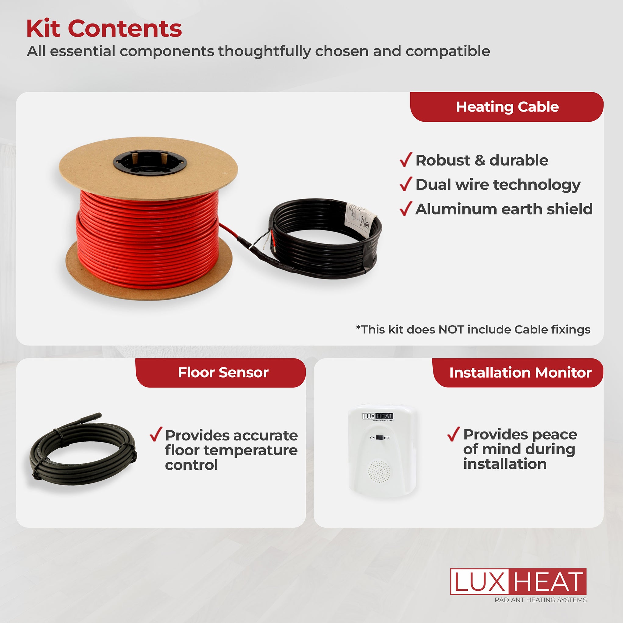 LuxHeat Radiant Floor Heating Cable with Floor Sensor for Sale ☑️