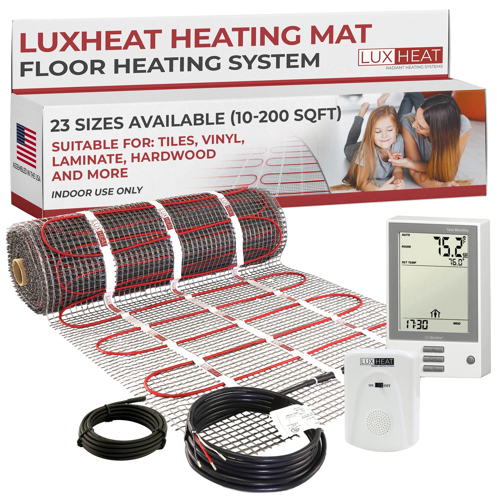 LuxHeat Radiant Floor Heating Mat System with Programmable Thermostat ...