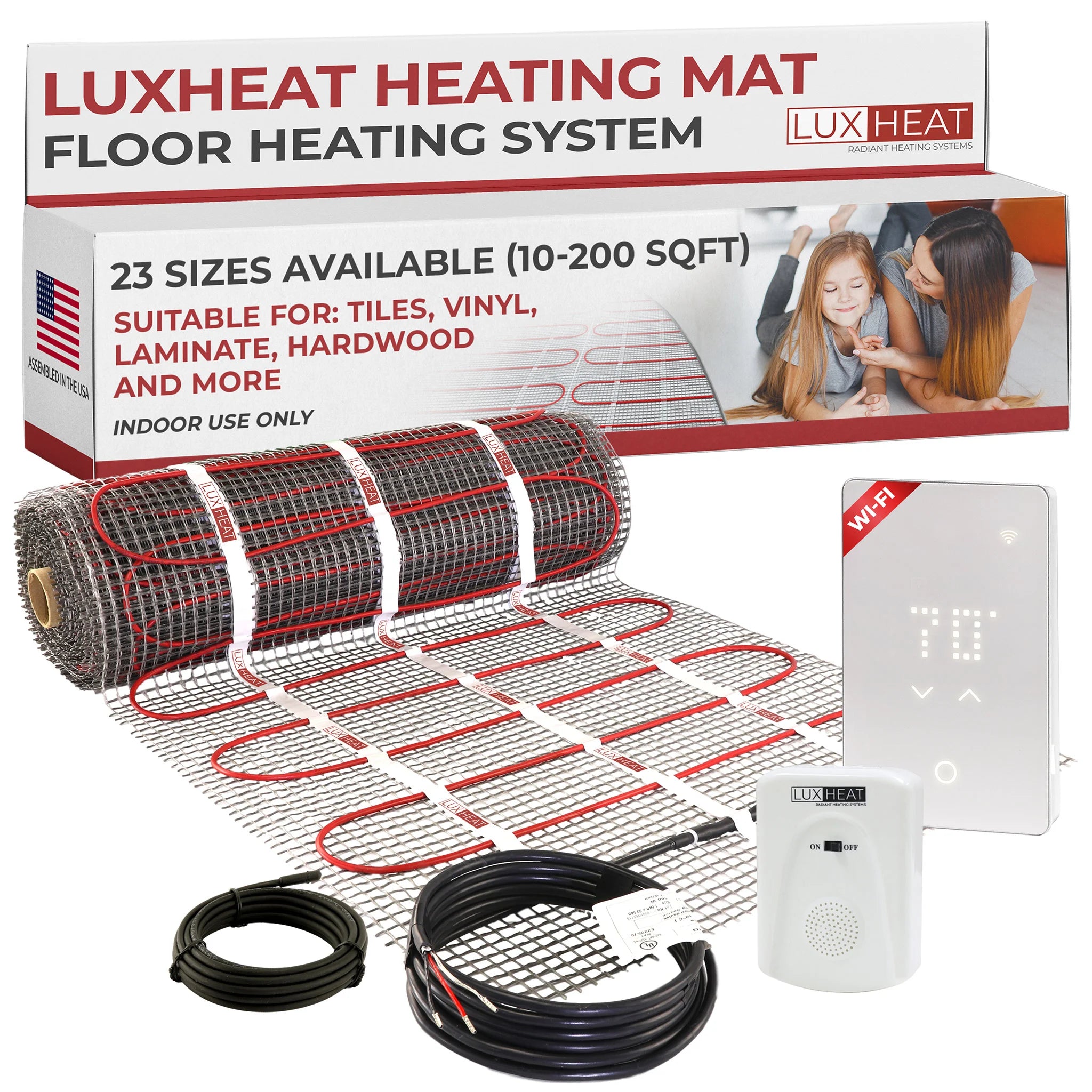 LuxHeat Radiant Floor Heating Mat System with WiFi LED Thermostat for ...