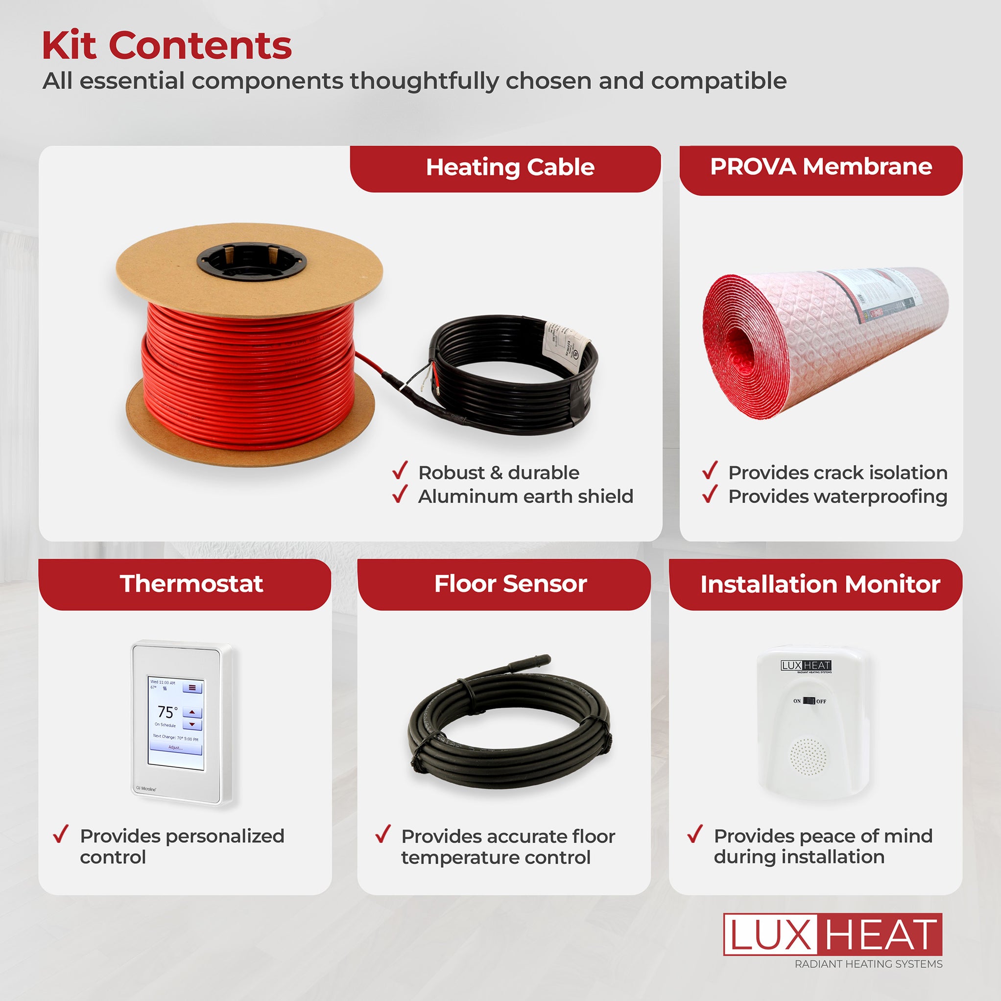 Floor Heating Cable System with Uncoupling Membrane & Touch ...